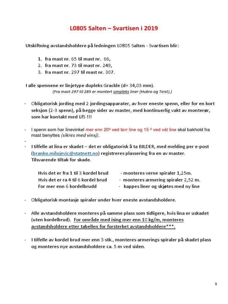 Elektromekanisk Instruks for Avstandsholdere 2019-L0805 (1) | PDF