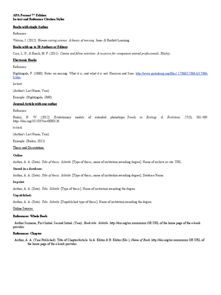 APA Format 7th Edition Notes 1 | PDF