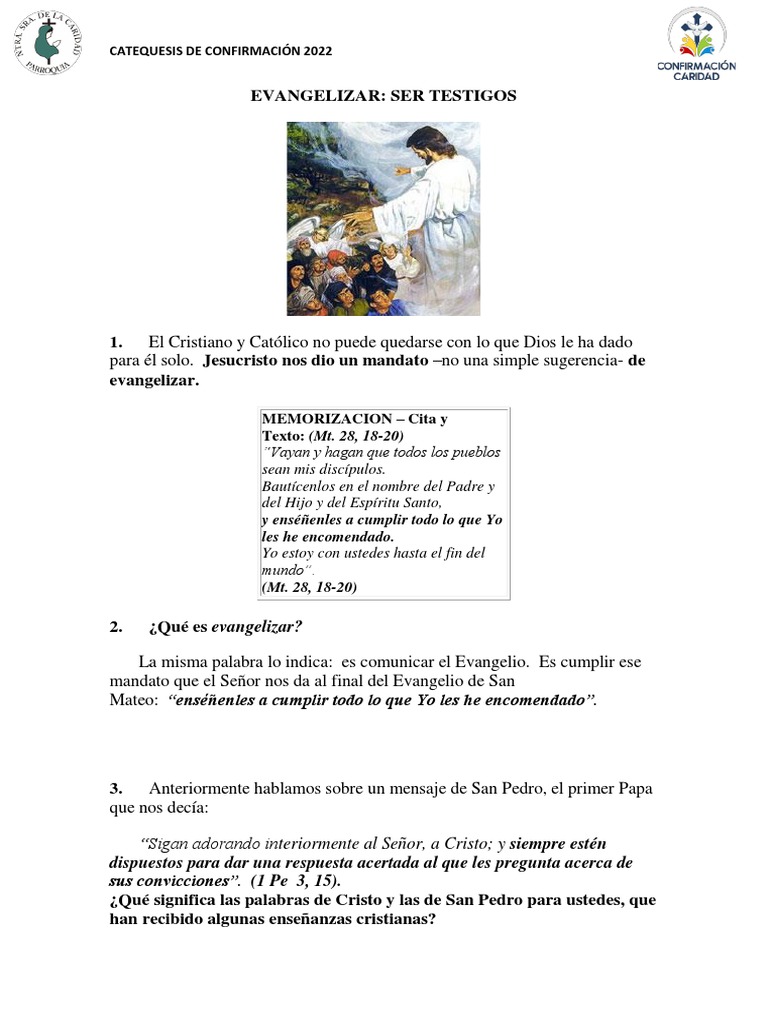 Tema 20 Evangelizar, Ser Testigos | PDF | Confirmación | Jesús