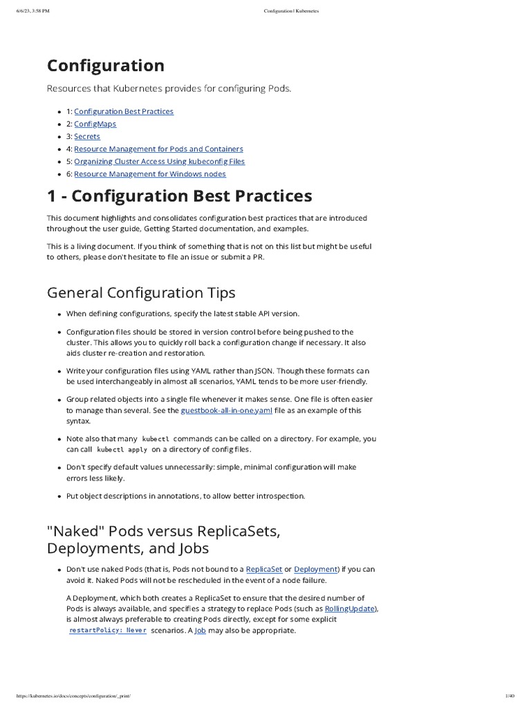 Configuration _ Kubernetes | PDF