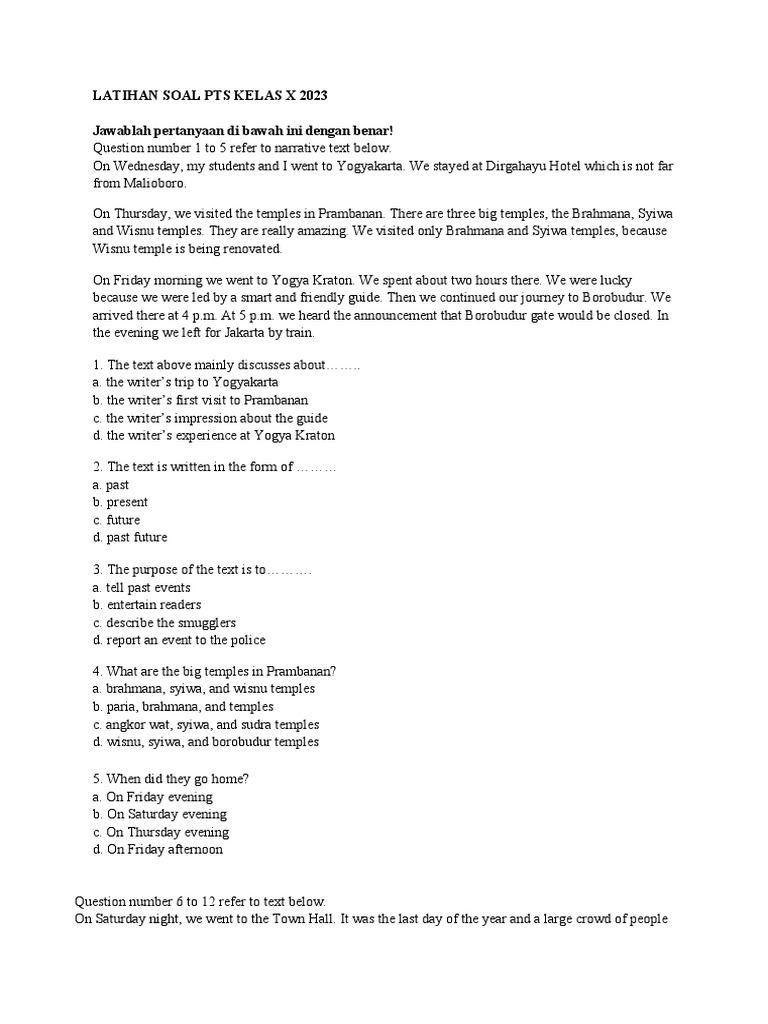 LATIHAN SOAL PTS KELAS X 2023 | PDF | Hors D'oeuvre | Snow White