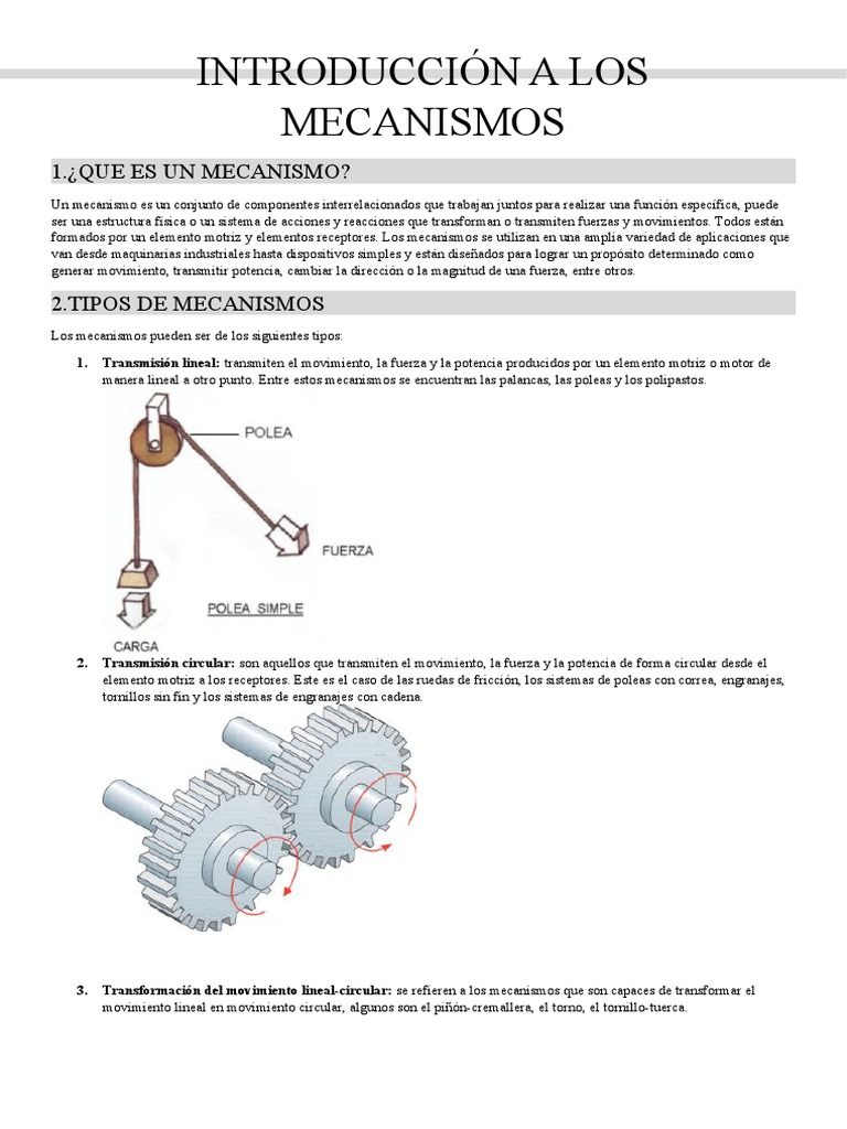 Tipos y Funciones de Mecanismos | PDF