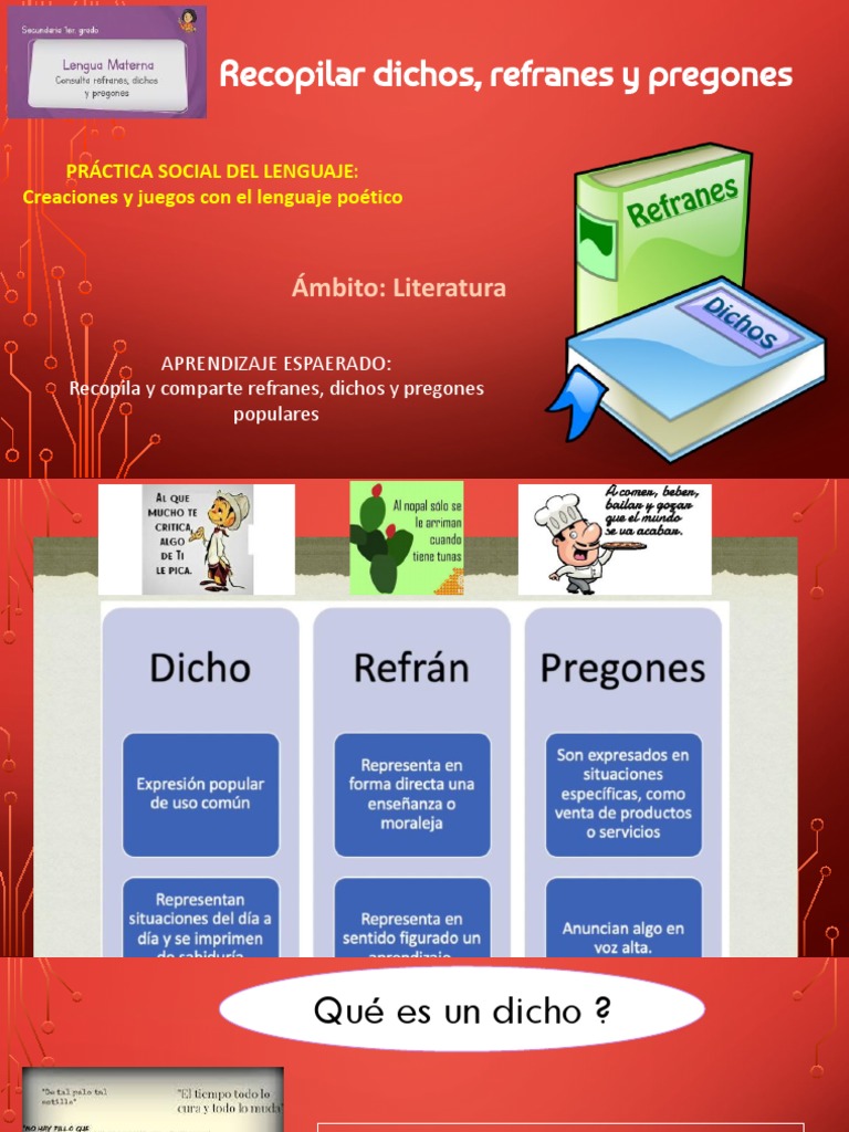 Diferencias entre refranes, dichos y pregones | PDF
