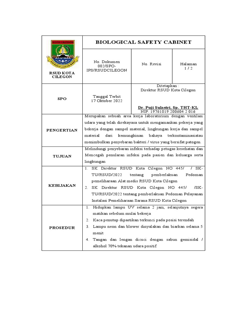 02 - Spo Biological Safety Cabinet | PDF | Griya & Taman | Sains & Matematika