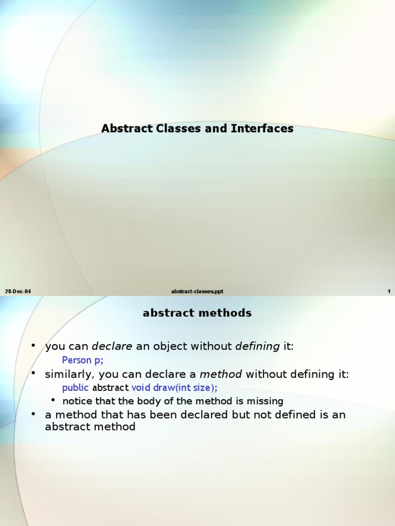 Abstract Classes And Interfaces Pdf Class Computer Programming Method Computer Programming