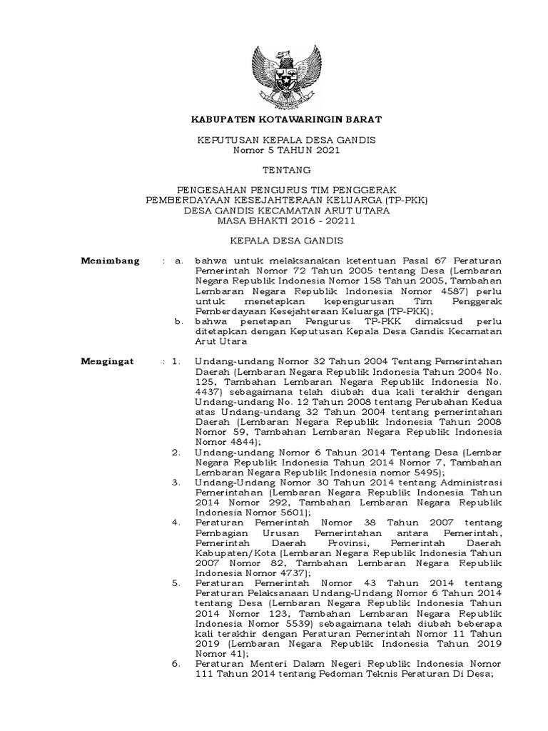 Contoh SK TP-PKK | PDF