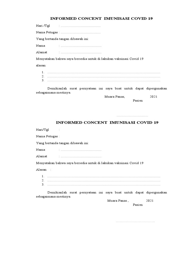 Informed Concent Imunisasi | PDF | Ilmu Sosial | Hukum