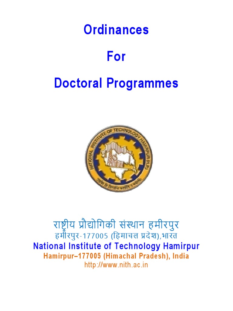 NIT Hamirpur PHD Rules | PDF | Doctor Of Philosophy | Academic Degree