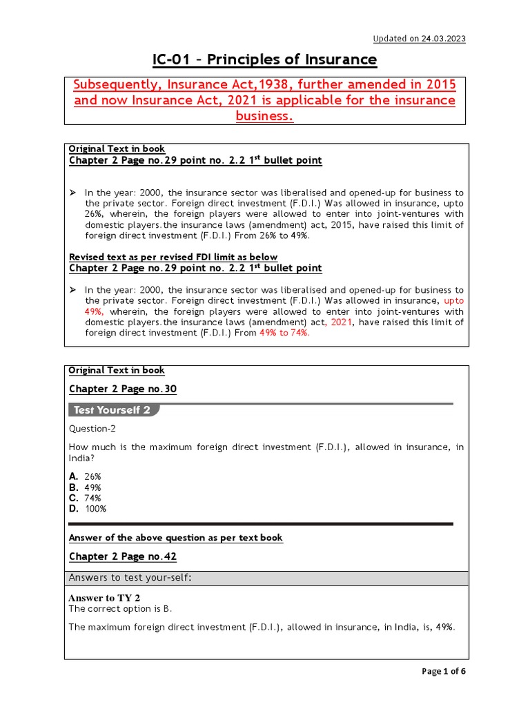 IC 01 Principles of Insurance 1.0 24032023 | PDF