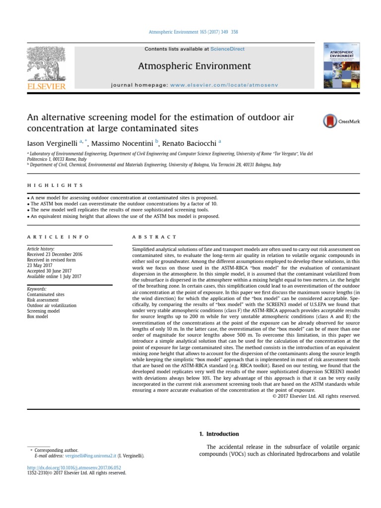 An Alternative Screening Model For The Estimation of Outdoor Air | PDF ...