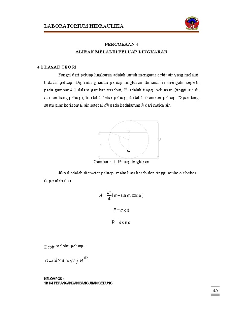 Percobaan 4 Peluap Lingkaran | PDF | Metode & Bahan Ajar