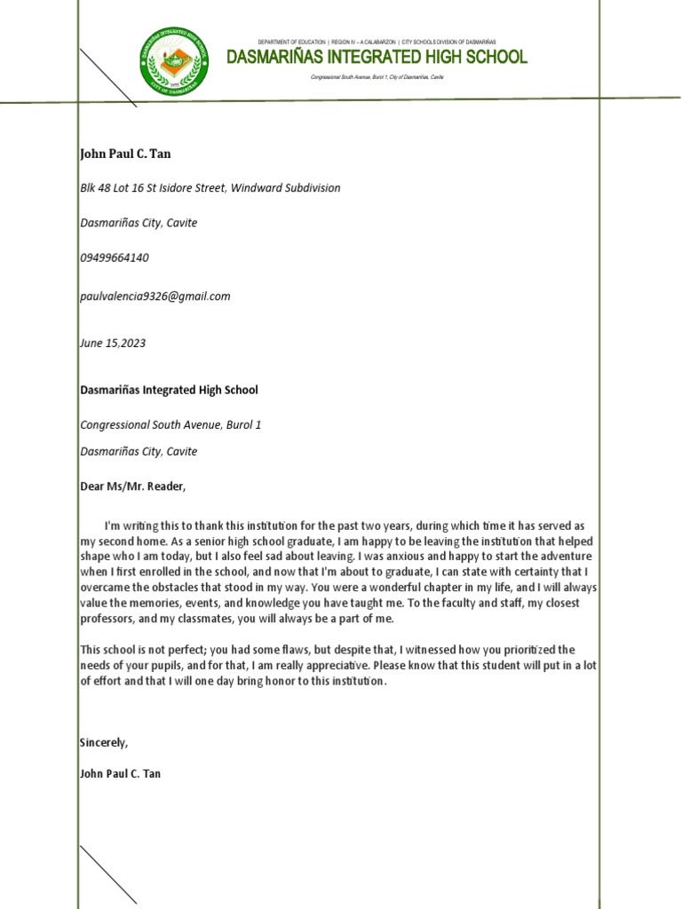 Letter of Intent | PDF