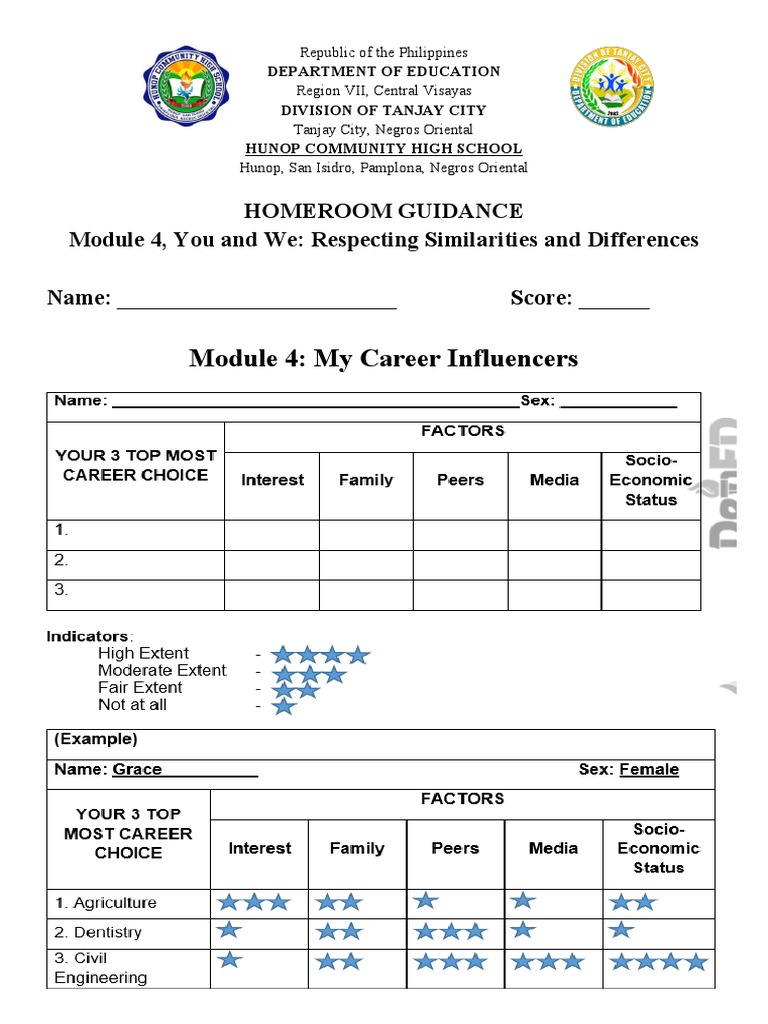 Homeroom Guidance Module 4 Activity | PDF