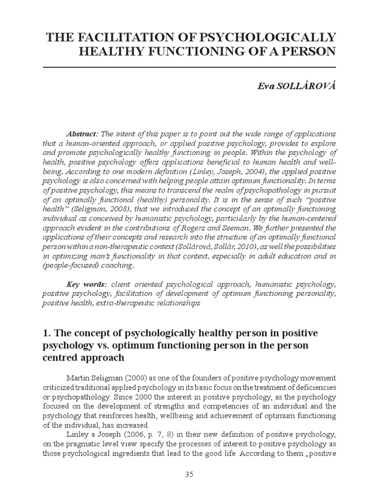 The Concept of Psychologically Healthy Person in Positive Psychology vs ...