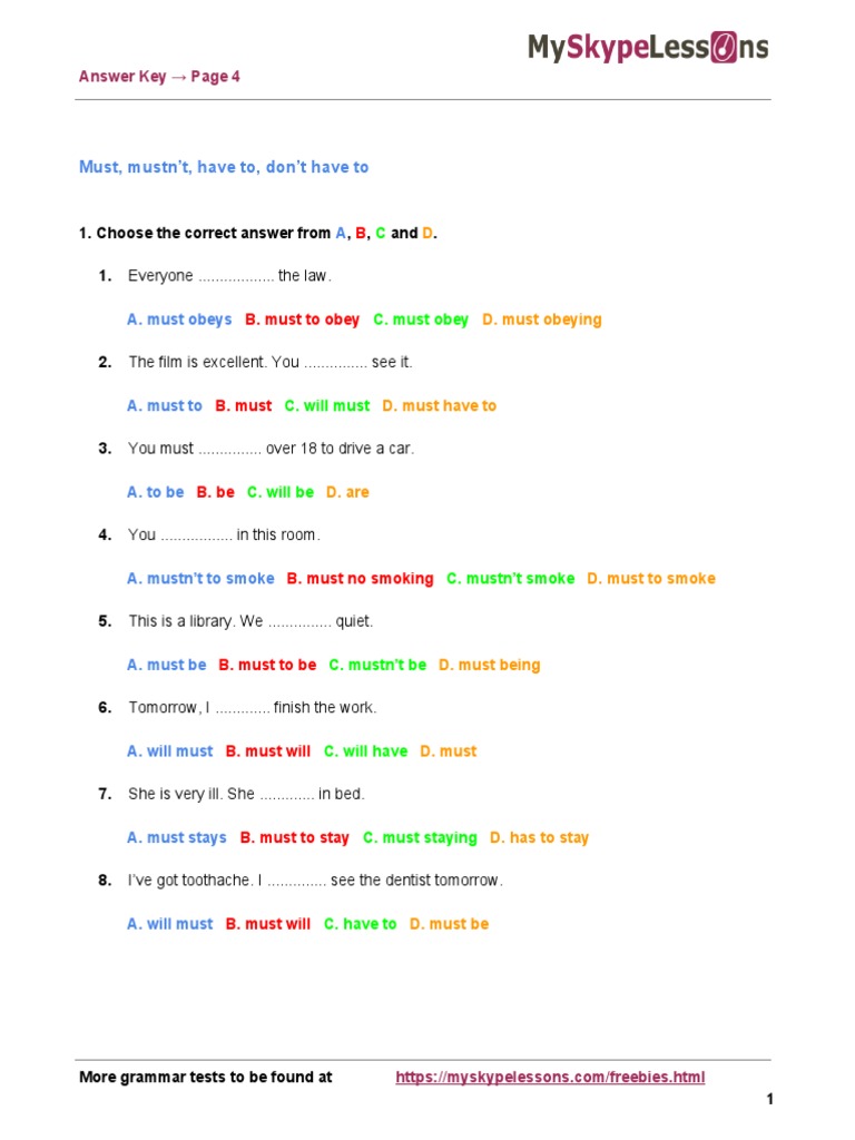 Modal Verbs Must Have To | PDF