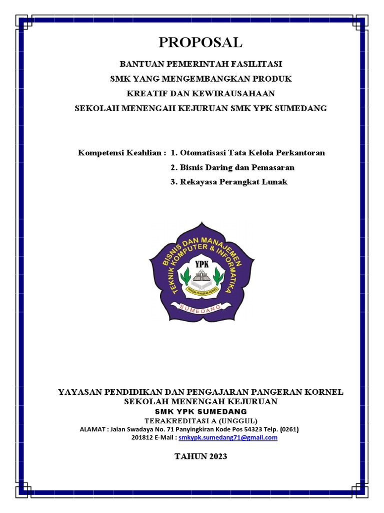 PROPOSAL BANTUAN PKK SMK YPK Sumedang | PDF