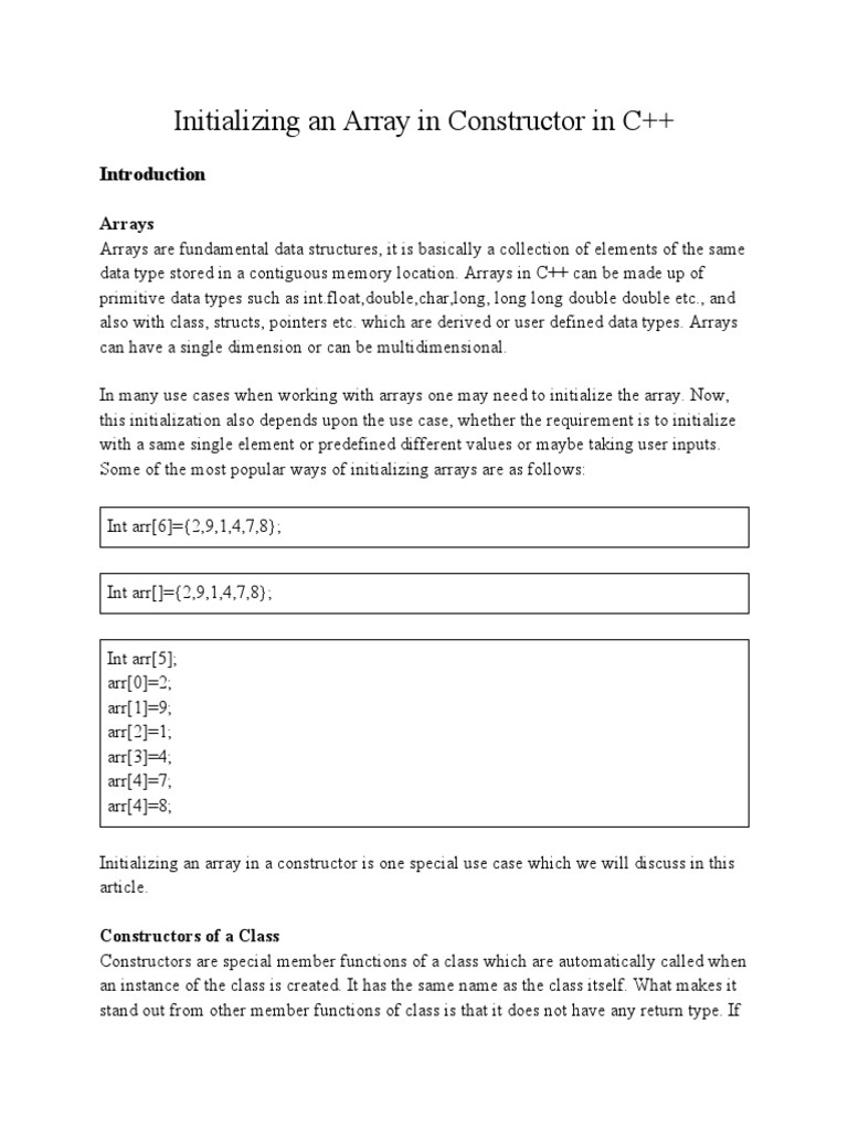 Initializing An Array In Constructor 902 Pdf Constructor Object Oriented Programming 7137