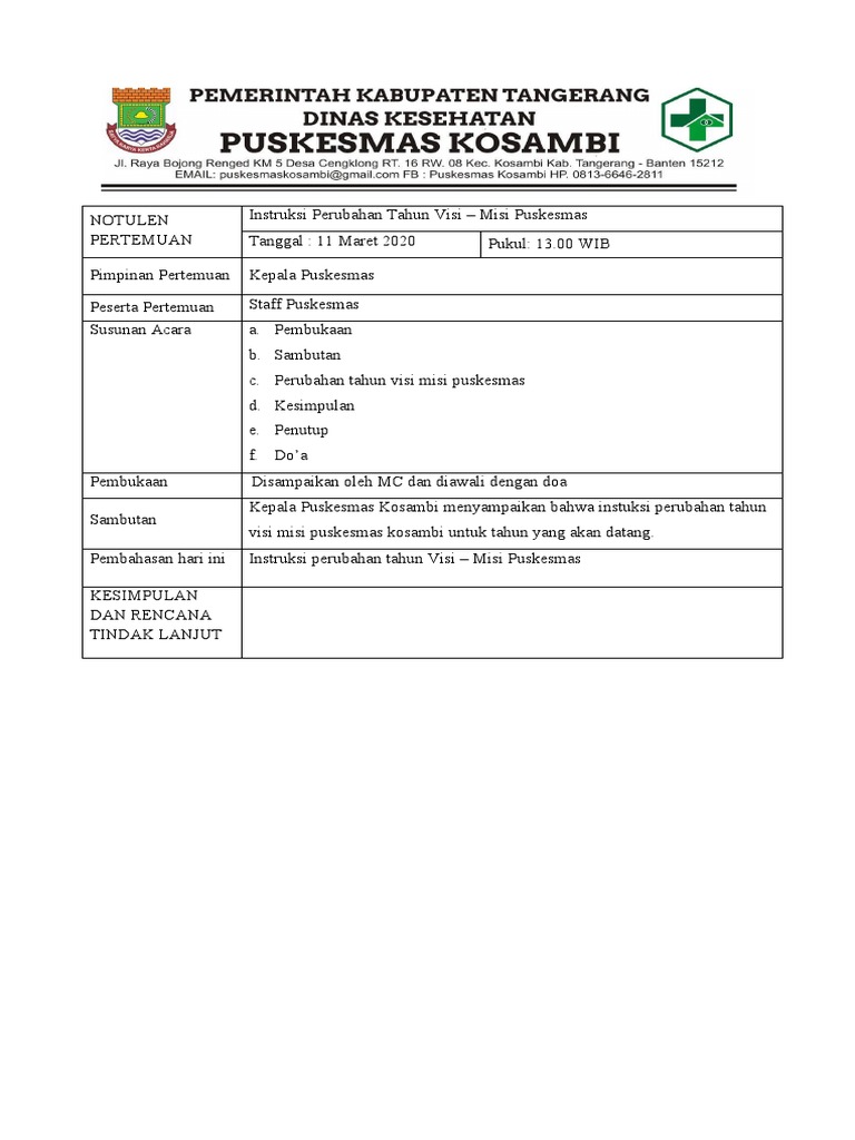 Notulen Pertemuan Akre Admen | PDF