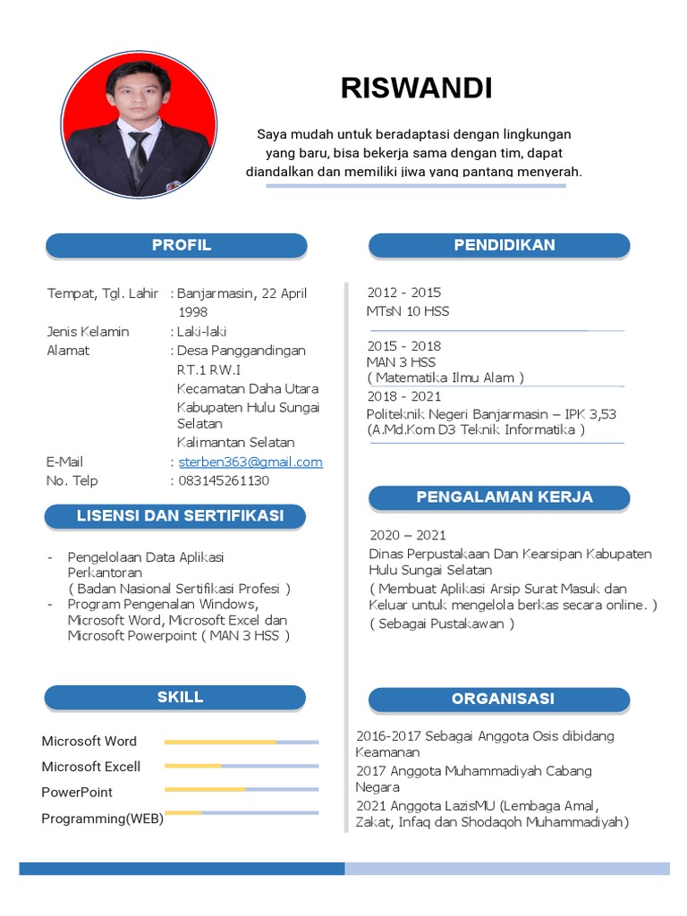 Profil Riswandi: Ahli Informatika Adaptif | PDF | Karier & Perkembangan