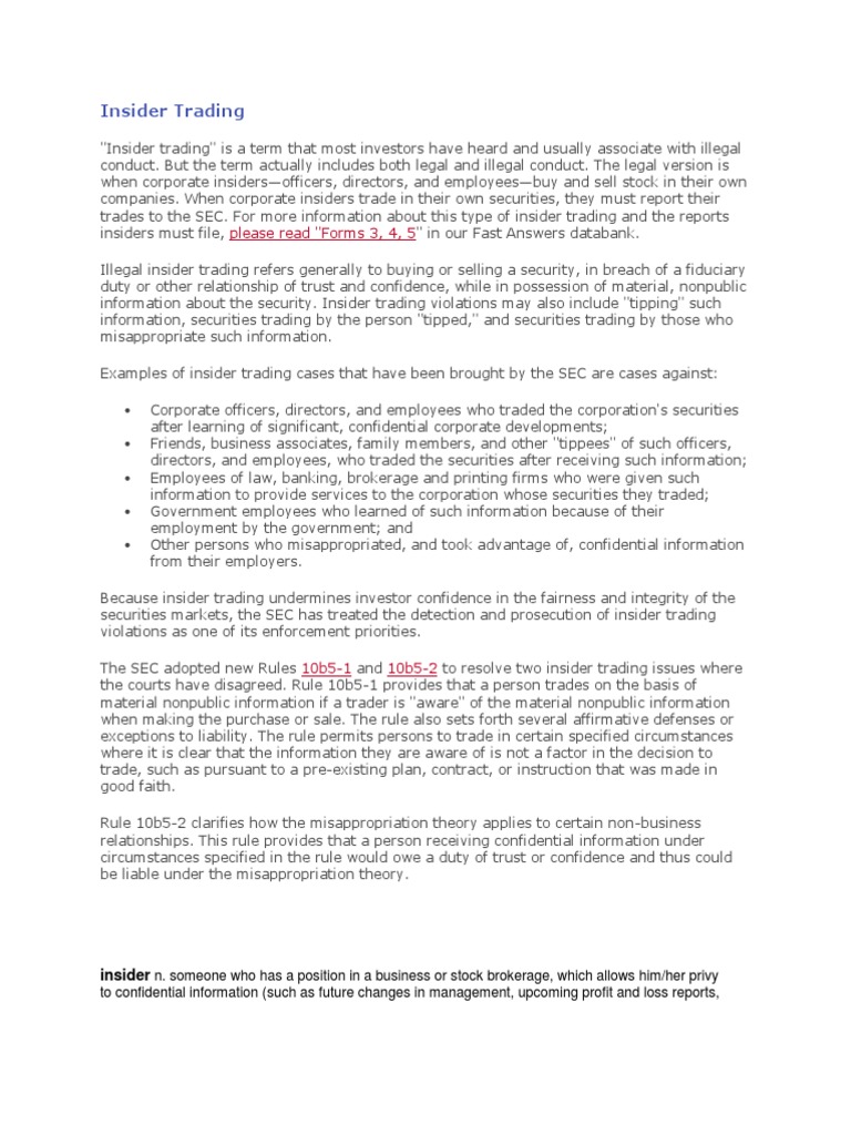 Insider Trading: Please Read "Forms 3, 4, 5 | Download Free PDF ...