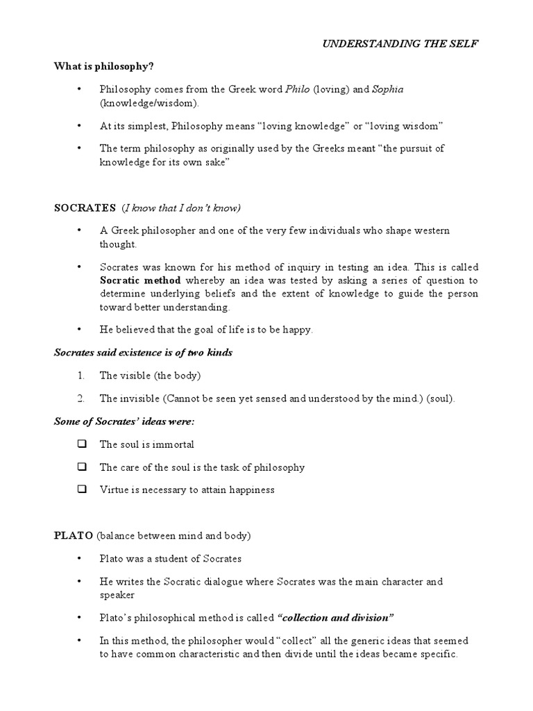 Understanding The Self | PDF | Id | Philosophy Of Self