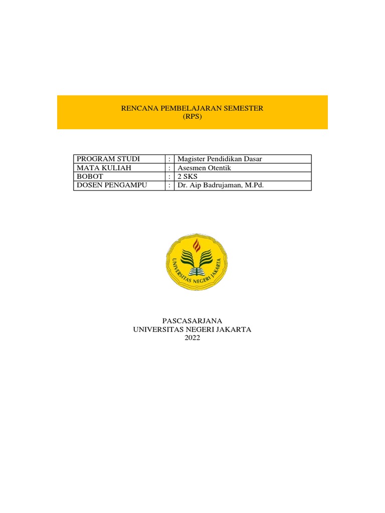 S2 PD Asesmen Otentik - RPS MODEL 2022 AQAS | PDF