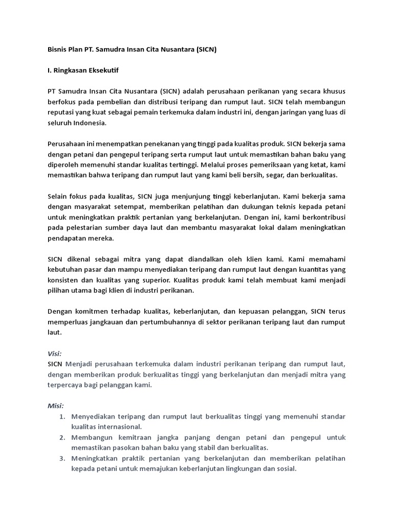Bisnis Plan SICN | PDF Bisnis Plan SICN | PDF