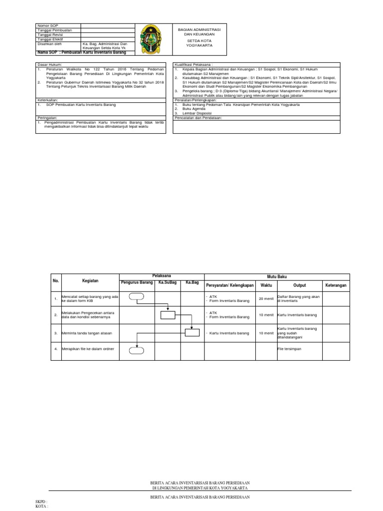 SOP Inventaris Barang Yogyakarta | PDF