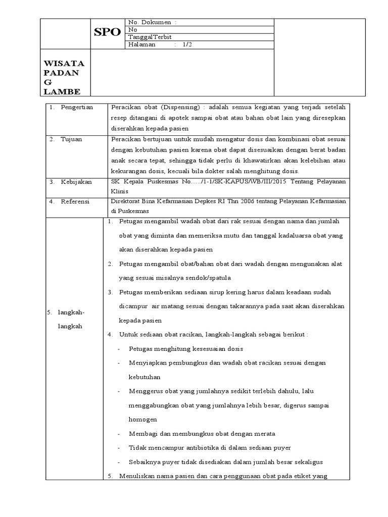 Sop Peracikan Obat | PDF