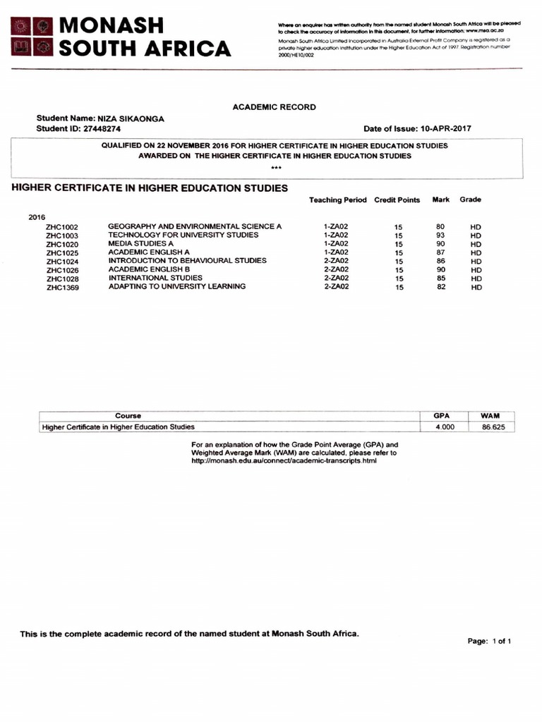 Higher Education Certificate PDF | PDF