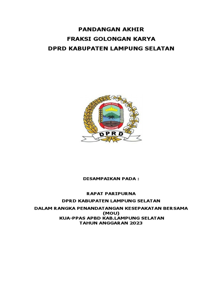 Pandangan Akhir Fraksi KUA PPAS 2022 | PDF