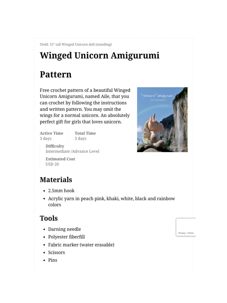Winged Unicorn Amigurumi Pattern - Craft Passion | PDF | Amigurumi ...