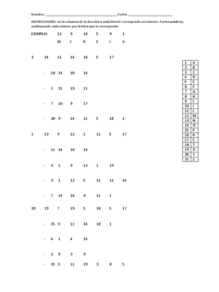 Letras por números | PDF