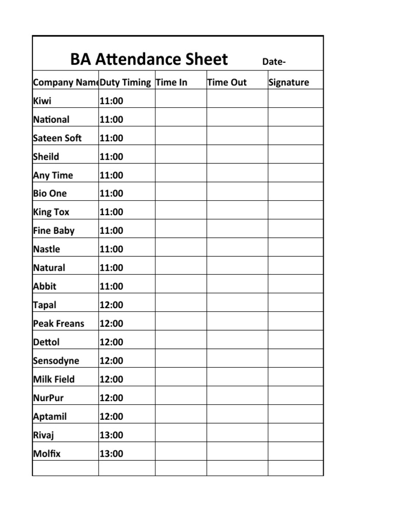 BA Attendance Sheet 16 | PDF