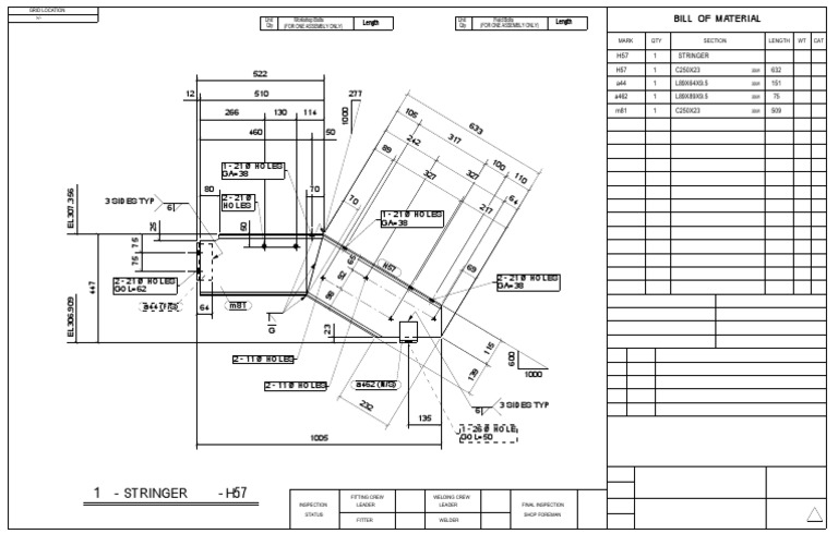 Stair Stringer Drawing Sample 3 | PDF | Mechanical Engineering | Joining