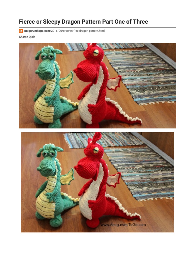 Fierce or Sleepy Dragon Pattern Part One of Three | Download Free PDF ...