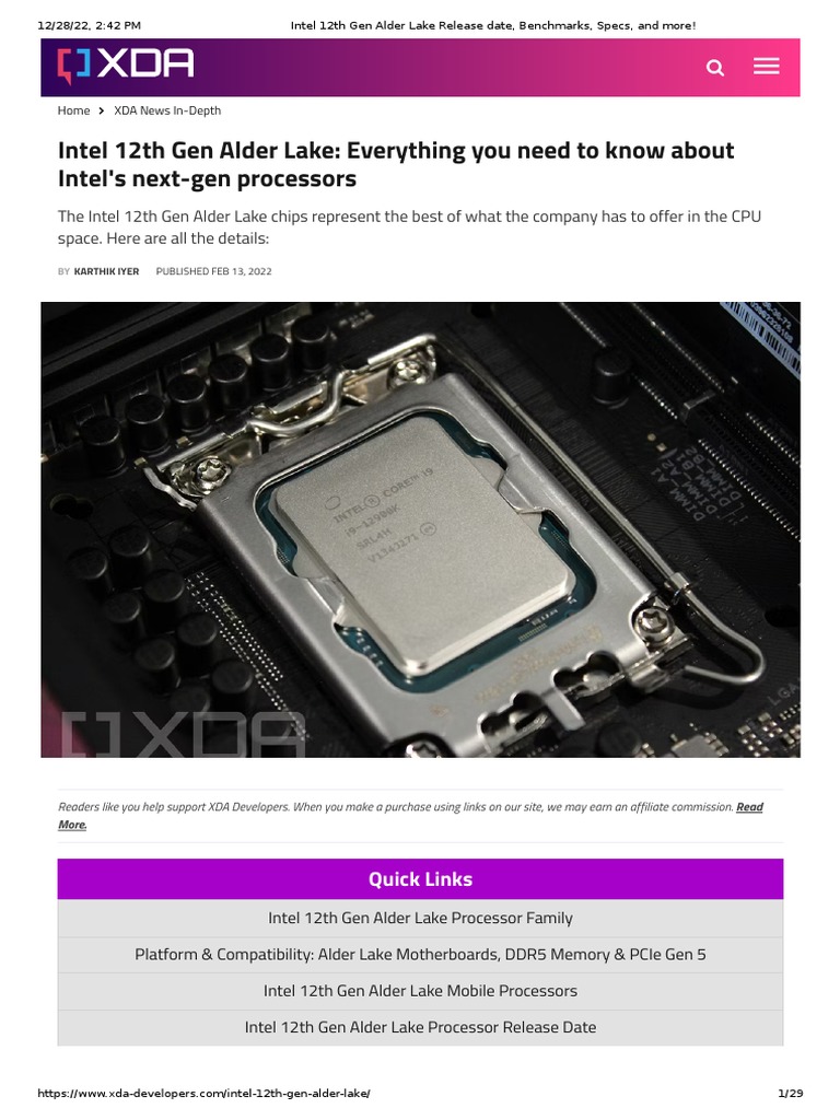 Intel 12th Gen Alder Lake Release Date, Benchmarks, Specs, and More | PDF | Intel | Central ...
