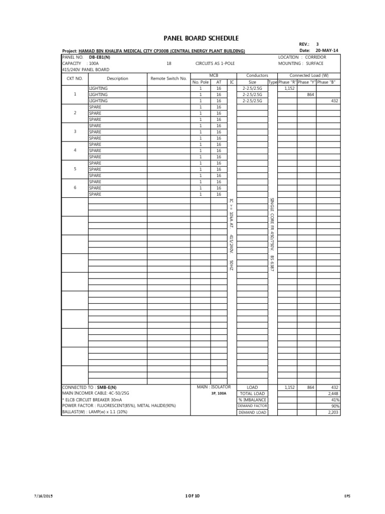 Eps SCHEDULE | PDF | Fluorescent Lamp | Switch