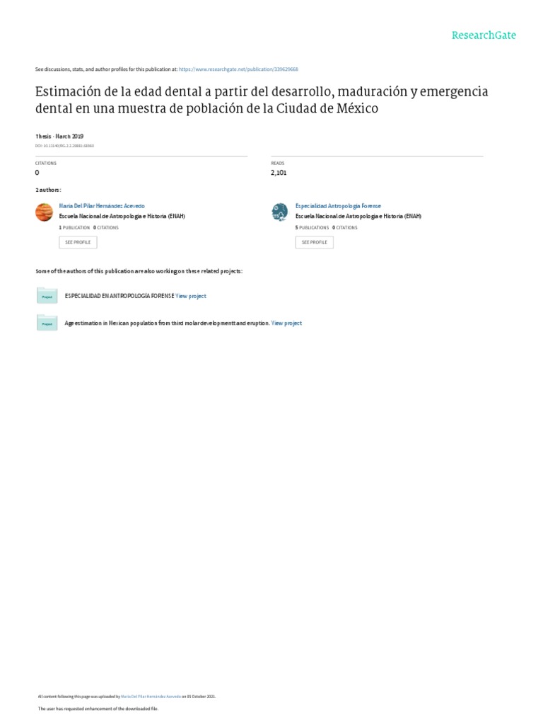 Estimación de La Edad Dental A Partir Del Desarrollo, Maduración y ...