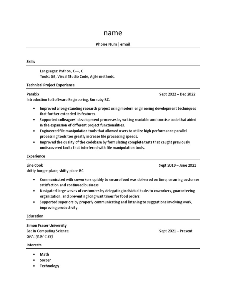 Shitty Resume | PDF