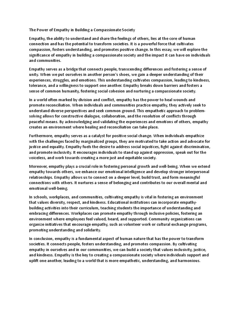 The Power of Empathy in Building A Compassionate Society | PDF ...