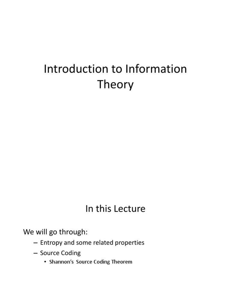 Entropy And Source Coding Theorem Cse802 Pdf Sampling Signal Processing Data Compression