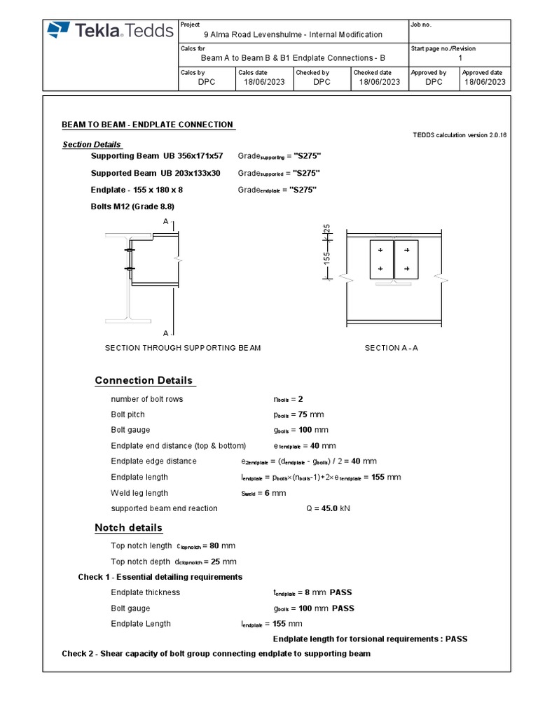 Beam Connection Calculations for UB 356 | PDF | Beam (Structure ...