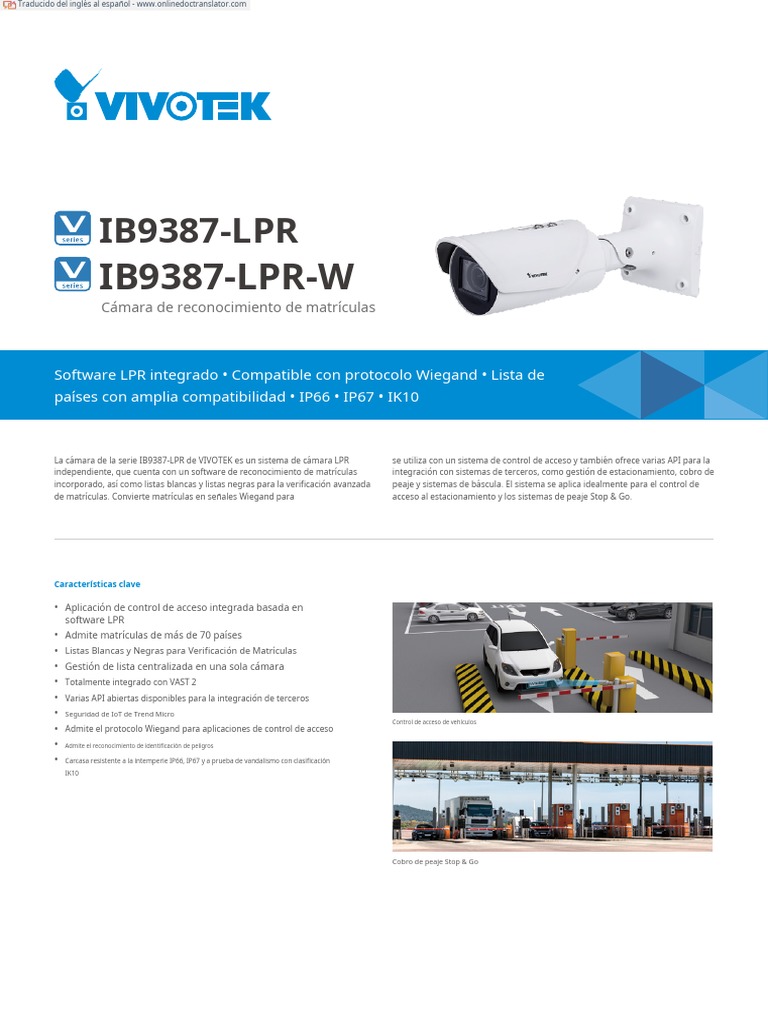 Vivotek Ib387 LPR V2 Camara Ip Bullet Ficha Tecnica Español | Descargar ...