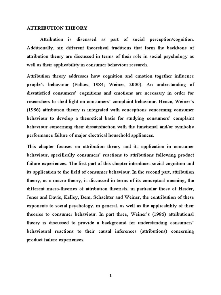 ATTRIBUTION THEOR Main Work | PDF | Decision Making | Perception