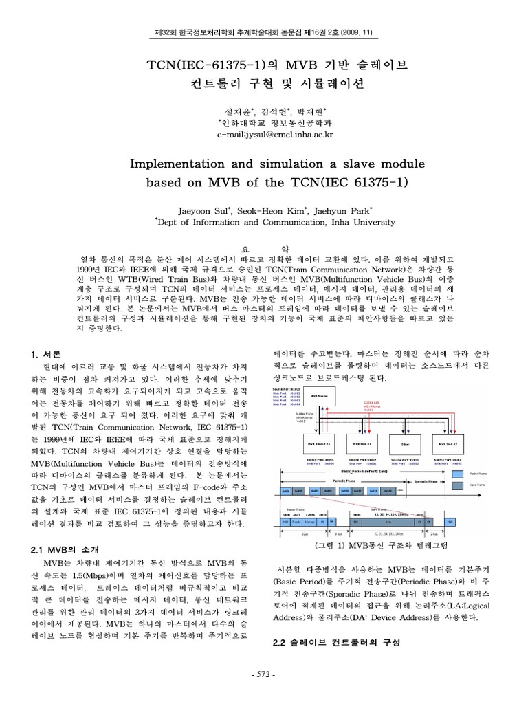 Implementation and Simulation A Slave Module Based On MVB of The TCN (IEC 61375-1) | PDF