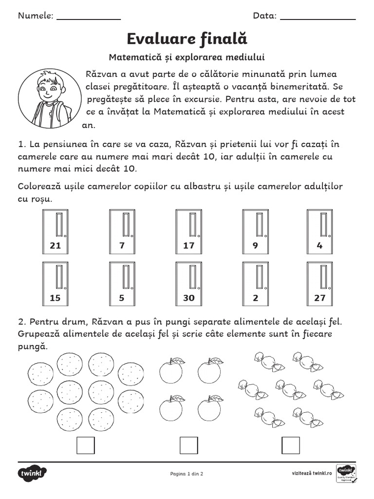 Clasa Pregatitoare MEM - Fisa de Evaluare Finala | PDF