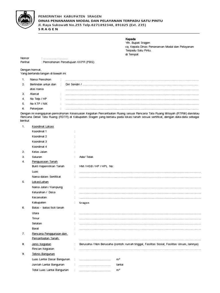 Form PKKPR-PBG | PDF