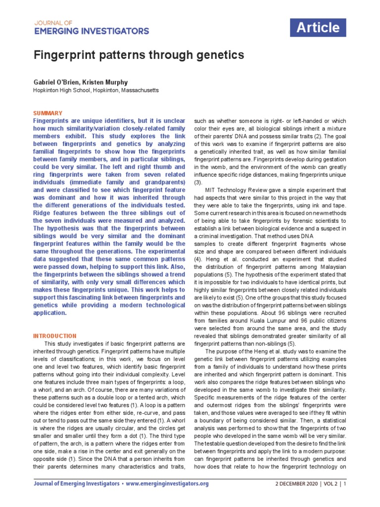 OBrien Final | PDF | Fingerprint | Genetics