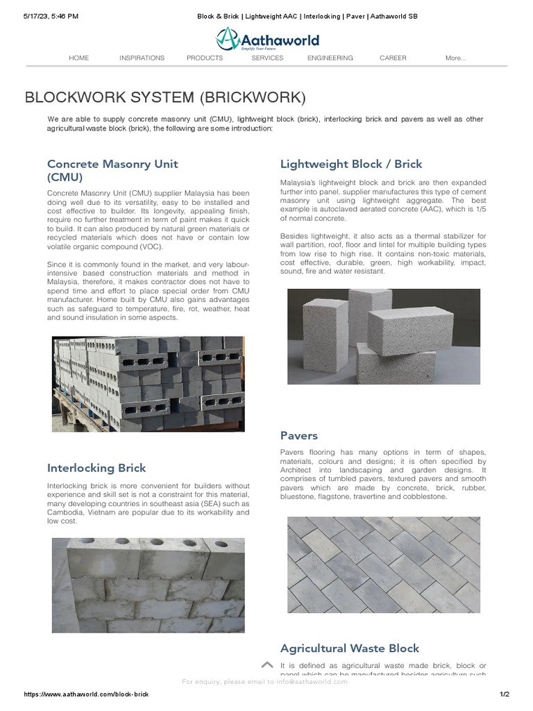 Block & Brick - Lightweight AAC - Interlocking - Paver - Aathaworld SB ...
